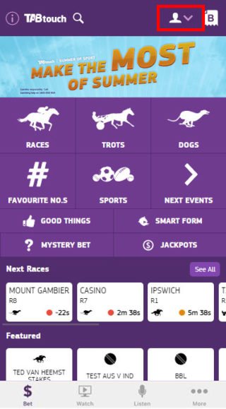 Accessing ‘My Account’ – Mobile/App – TABtouch Help
