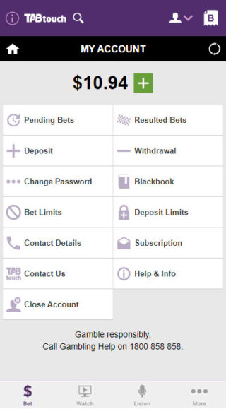 Accessing ‘My Account’ – Mobile/App – TABtouch Help