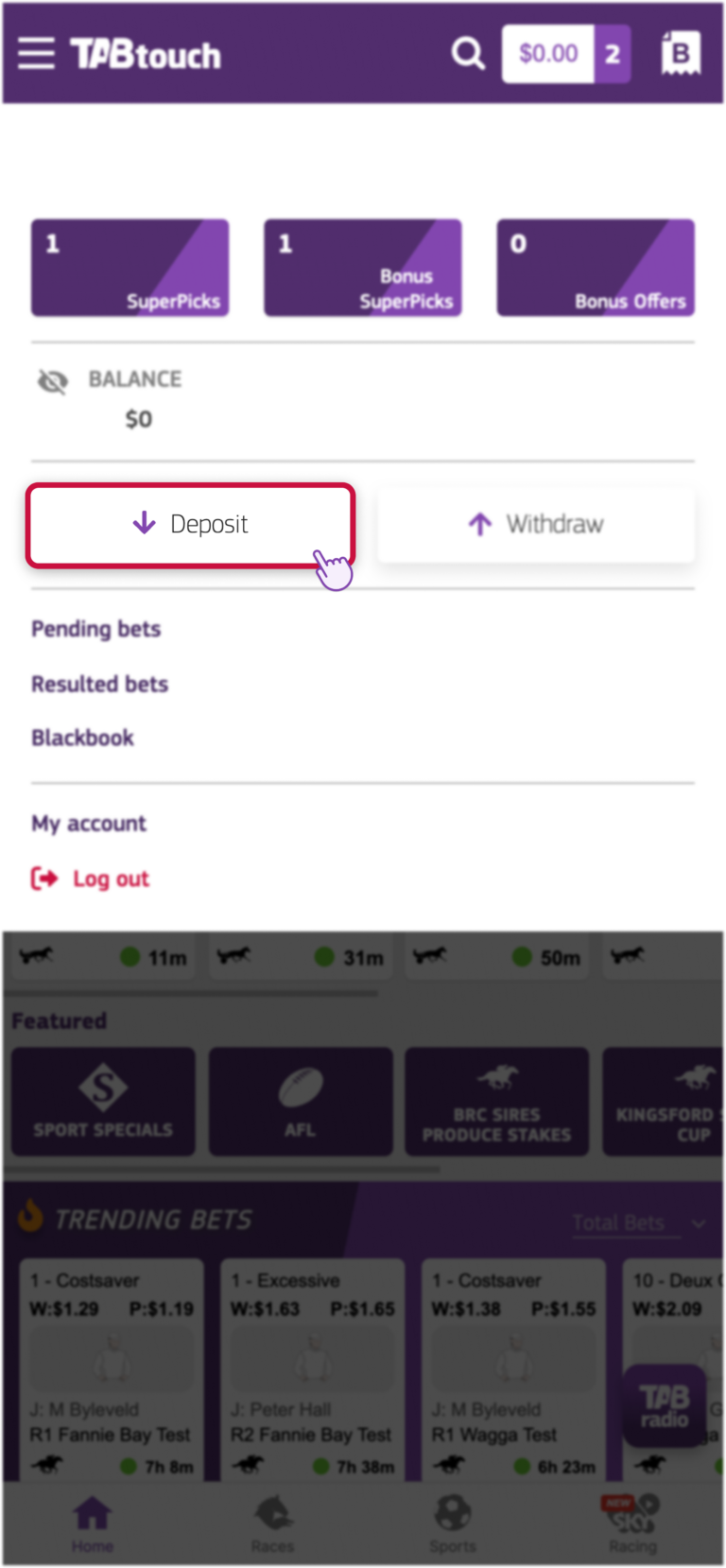 Deposits and Withdrawals – TABtouch Help